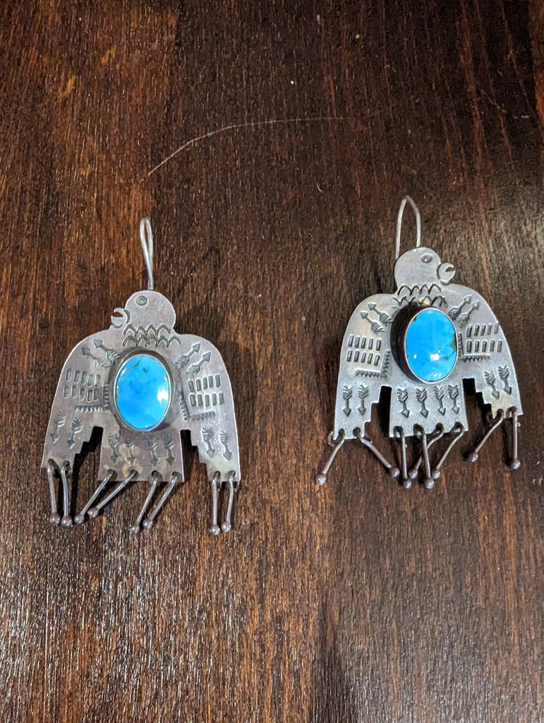 Vintage Native American earrings silver and turquoise SG 007